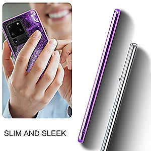 BENTOBEN Samsung Galaxy S20 Ultra Case, Slim Fit Glow in The Dark Shockproof Drop Protective Hybrid Hard PC Soft TPU Bumper Cover for 2020 Samsung Galaxy S20 Ultra 5G 6.9 Inch, Purple Nebula