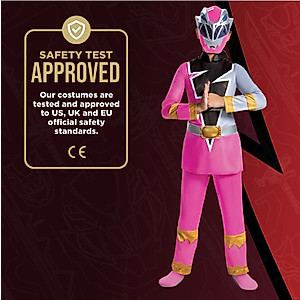 Pink Power Ranger Costume for Girls, Official Dino Fury Power Ranger Suit with Mask, Kids Size Small (4-6x)
