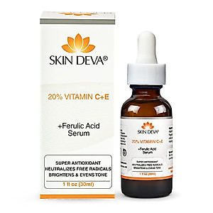 SKIN DEVA 20% Vitamin C Serum for Face with Vitamin E Plus Ferulic Acid Skincare Serum 1 fl oz 30 ML Rejuvenates Skin to Fresh & Neutralizes Free Radicals to Brighten Even Vitamin Serum