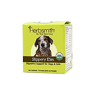 Herbsmith Organic Slippery Elm - Digestive Aid for Dogs and Cats - Constipation and Diarrhea Relief for Dogs and Cats - Megaesophagus Dog Aid- 75g