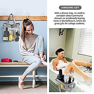 2 Pcs Portable Shower Mesh Caddy Bag Quick Dry Hanging Toiletry and Bath Organizer for Travel and Swimming with Zipper (2 Gray)