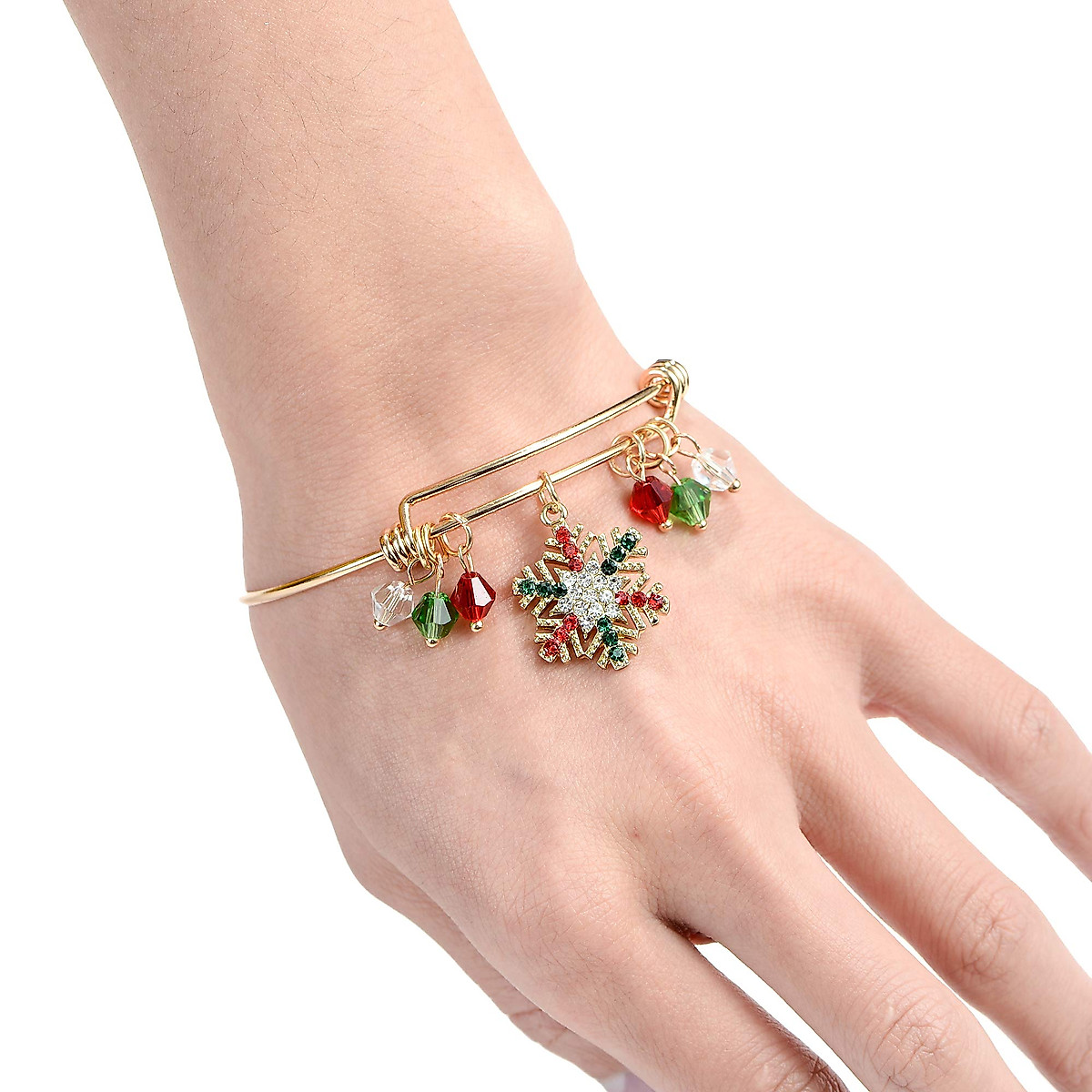 9 Pcs Christmas Expandable Charm Bracelet Thanksgiving Xmas Holiday Bracelets Jewelry Set for Women