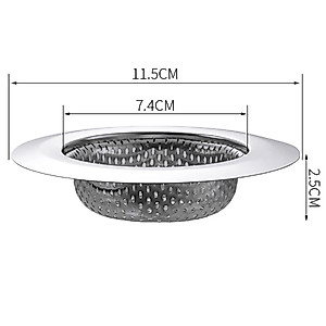 NEREIDS NET Stainless Steel Kitchen Sink Strainer, Bathtub Hair Catcher Anti-Blocking Universal Stainless Steel Toilet Shower Basin Drain Filter for Kitchen Silver