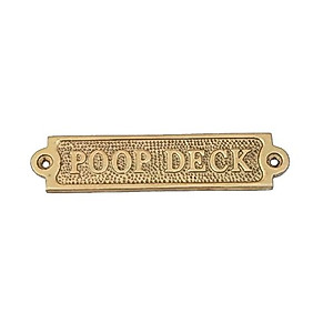 New Age Imports, Inc. Brass Poop Deck Sign 6" - Solid Brass Wall Plaque - Novelty Sign