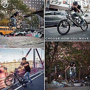 SWFT Electric BMX Bike- 35mi Operating Range, 20mph, 20” Performance Wheels, Front & Back Pegs, LCD-Display, Adult E Bike- Black