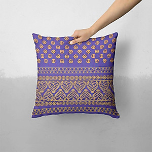 iiRov Tall Purple & Orange Floral Vector Pattern - Custom Decorative Home Decor Indoor or Outdoor Throw Pillow Cover for Sofa, Bed or Couch Cushion (Pillow CASE Cover ONLY)