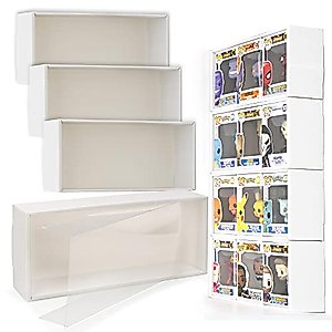 Display Case Compatible with Funko Pop Boxes, Stackable 4 Single Row, with Transparent Cover to Protect Your Collection Against Dust (Holds 12 Pops)