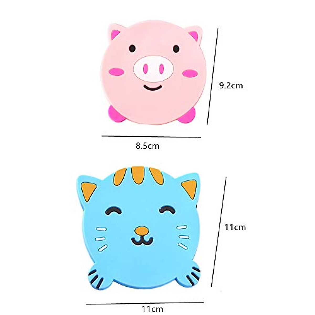 5Pcs Cute Animals Silicone Coasters Creative Coffee Drink Cup Mat Sets for Drinks Anti-Skid Beverage Holder Pad Chic for Office Home Bar Accessories Home Kitchen Decor Gifts