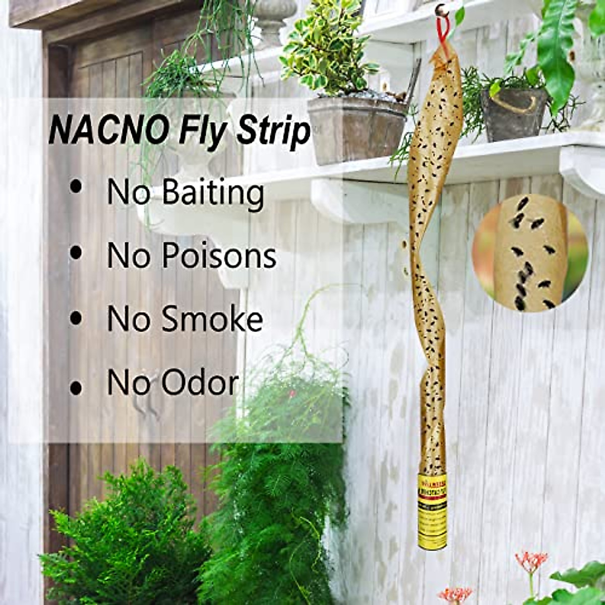 24 Rolls Fly Strips - Fly Tapes Fly Paper Sticky Fly Trap Indoor/Outdoor Hanging,Fly Catcher Fly Ribbon Fungus Gnat Trap Fruit Fly Killer for House/Kitchen/Plants/Horse Stable