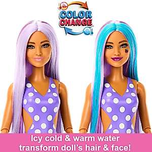 Barbie Pop Reveal Doll & Accessories, Grape Fizz Scent with Purple Hair, 8 Surprises Include Slime, Color Change & Puppy