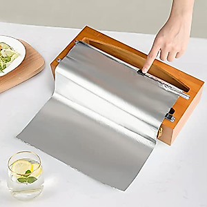 Besititli Foil and Plastic Wrap Organizer with Cutter, 2 in 1 Wrap Dispenser, Bamboo Foil Organizer for Drawer, Aluminum Foil Dispenser, Plastic Wrap Dispenser for Kitchen Organization and Storage