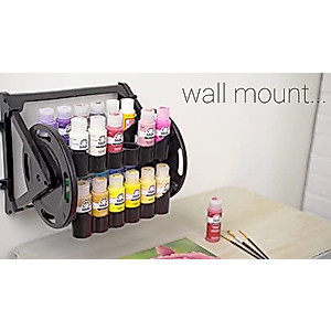Plaid Rotational Organizer Storage Container That Stores 24 Standard 2 fl oz Bottles of Acrylic Paint for DIY Arts and Crafts, 31100, Black