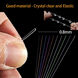 EuTengHao 10 Packs Crystal String 0.8mm Elastic String Elastic Cord Stretchy Bracelet String Bead Cord for Bracelet, Beading Jewelry Making（10 Colors, 150m）