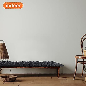 Thyle 63x19 Inch Bench Swing Replacement Cushions, 2-3 Seater Waterproof Patio Furniture Outdoor Cushions, 3 Inch Thicken Cushion, Rocking Chairs Long Bench Pad for Lawn Garden (Black,1 Pcs)