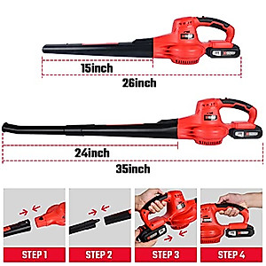 Leaf Blower, VOLTKORE 20V Cordless Leaf Blower, Electric Battery Powered Leaf Blower for Blowing Leaves, Dust in Lawn, Patio, Jobsite...(Quick Charger & 2 Battery Included)