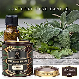 Sage Candles for Cleansing House, 10 oz Candles for Home Scented, 70 Hours Sage Candle for Meditation, Protection, Sage Candles for Cleansing House Negative Energy, Candles Gifts for Women