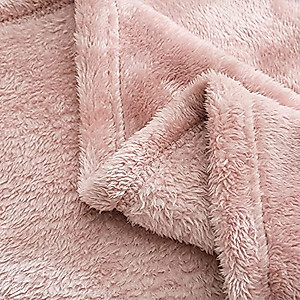 Exclusivo Mezcla Plush Fuzzy Fleece Throw Blanket, Super Soft, Fluffy and Warm Blankets for Couch, Bed, All Season Use (30x40 Inches, Dusty Pink)