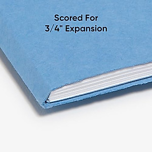 Smead Fastener File Folders, 50 Count, Blue, Reinforced 1/3-Cut Tabs, 2 Fasteners, Letter Size (12040)