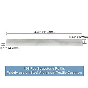 108Pcs Soapstone Pen, Flat White Soapstone Refills, Soap Stones Chalk, Professional Soapstone Pencil for Welders Textile Marking Tools and Markers Removable Markings on Steel Cast Iron