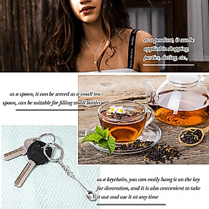 8 Pieces Mini Crown Spoon Necklace Crown Spoon Keychain Teaspoon Pendant Necklace Teaspoon Keyring Crown Teaspoon Mini Spoon for Filling Vials with Salts, Sand, Glitter with Necklace Loop Pendant