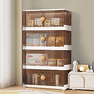 SHELLAJUN Stackable Storage Bins with Lids, 368Qt Storage Bins with Lids, Closet Organizers and Storage, Foldable Plastic Collapsible Storage Bins with Wheels for Home, Office, Dorm Room,4 Pack