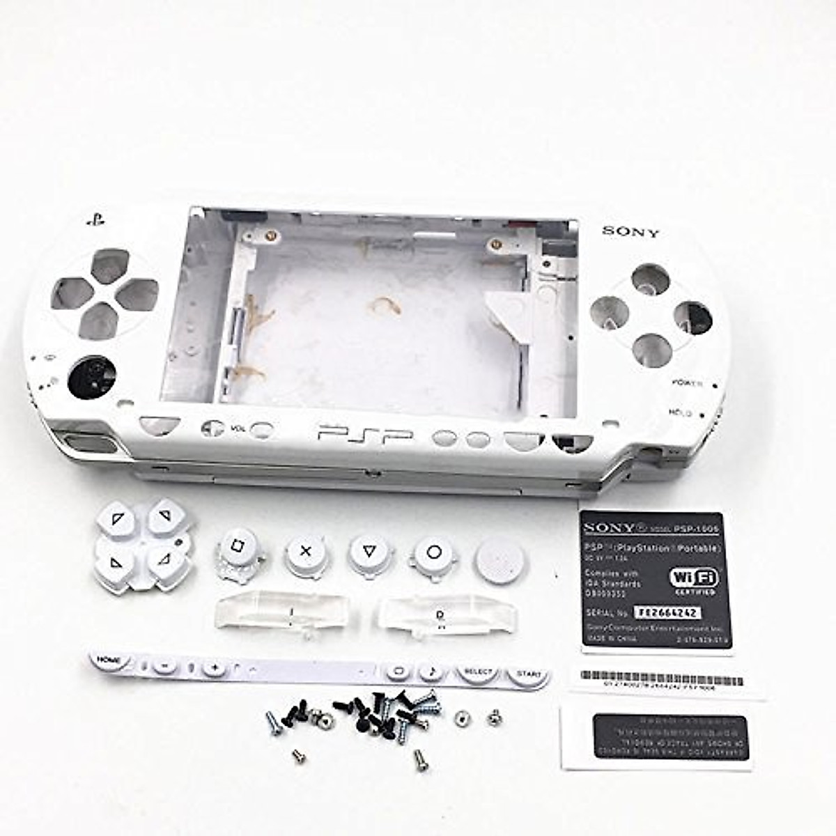 Replacement Full Housing Faceplate Handle Shells Case Cover + Buttons for Sony PSP 1000 Console (White)