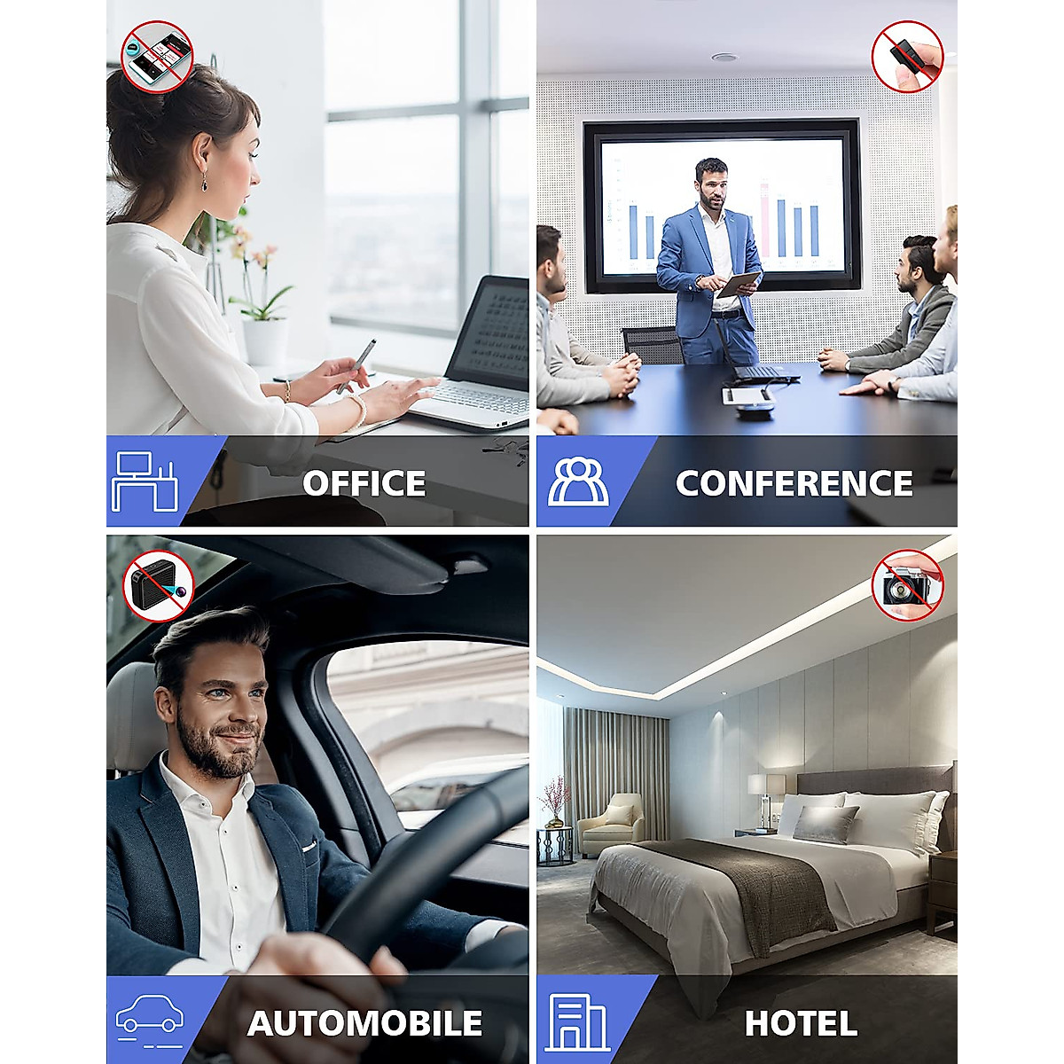 JEPWCO G8 Elite RF Detector, Portable Wireless Camera Detectors with 12 Levels Sensitivity, Bug Detector for Wireless Audio Bug Camera, 4 Professional Modes, Home Office Travel, Rectangle