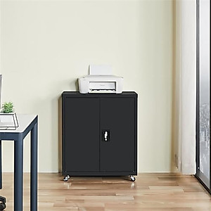 Daesar 1 Shelf Metal Filing Cabinet, Storage File Cabinet with Lock for Home and Office