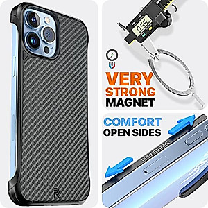 Phone REBEL iPhone 13 Pro Max Case [Flex Series] Exposed Sides for Comfort, Aramid Fiber, MagSafe Compatible, Protective Raised Corners, Slim Frameless Case for iPhone 13 Pro Max 6.7 2021 (Flex Black)