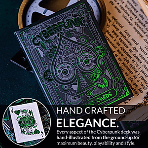 Cyberpunk Green Playing Cards, Cardistry Decks, White Deck of Playing Cards for Kids & Adults with e-Book, Unique Playing Cards for Poker, Cyberpunk