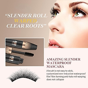 4D Silk Fiber Mascara - my lashes Mascara Natural,tube mascara liquid lash extensions Thickening and Lengthening, Waterproof and Smudge-Proof, Voluminous Eyelash