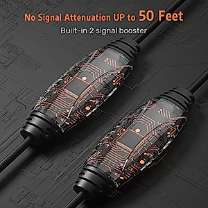 Alxum 50 Feet Active USB Extension Cable 3.0 Male to Female with 2 Extension chipsets Signal Booster, Long USB Extender Cord 15 Meters for Camera,Printer,Webcam,Telescope,Mouse,with 5V2A Power Adapter