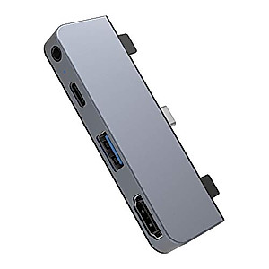 HyperDrive USB C Hub Adapter for iPad Pro 2020 2019 2018 11”/ 12.9", USBC Smartphone/Tablet, 4-in-1 USB-C Hub Dongle with 4K HDMI, C-USB PD Charging, USB 3.0, 3.5mm Headphone Audio Jack -Gray