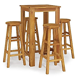 Camerina 5 Piece Patio Dining Set Outdoor Dining Table Set Patio Table and Chairs Set Outdoor Patio Dining Set Solid Wood Acacia 3154389