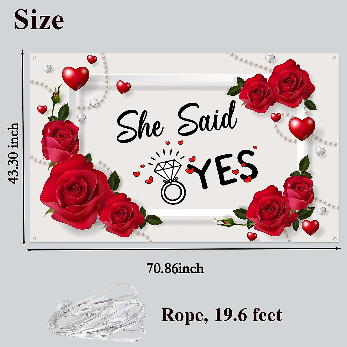 Labakita She Said Yes Backdrop for Photoshoot, Engagement Party Backdrop Sign, Bridal Shower Bachelorette Engagement Party Decoration Supplies, Wedding Engaged Photoshoot