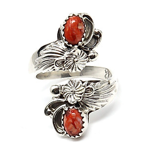 L7 Trading Adjustable Ring Featuring Red Spiney Oyster
