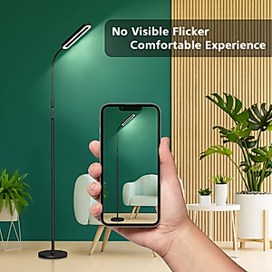 SOARZ Floor Lamp with 4 Color Temperatures and Stepless Dimmer, Adjustable Goose Neck Standing Lamp with Touch Control and Remote Control LED Floor Lamp for Living Room, Bedroom and Office, Black