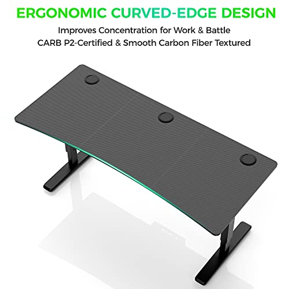 EUREKA ERGONOMIC 63 Inch Large Manual Height Adjustable Gaming Computer Desk, Home Office Studio Table Dual 3 Monitor Curved Edge Gifts 60 + w/Full Desk Mouse Pad Controller Stand Cup Headset Holder