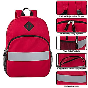 Trail maker Bulk Kids Reflective Backpack Wholesale 24 Pack Backpacks for School with Side Pockets, Padded
