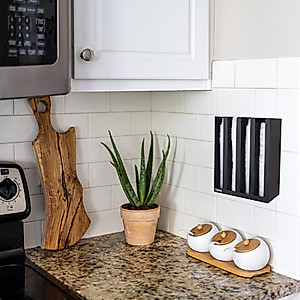 PJHOME Portion Sauce Cup Lid Organizer 4 Compartments Plastic Sauce Cup Holder for Counter Wall Mount Disposable Cup and Lid Storage Restaurant Supplies