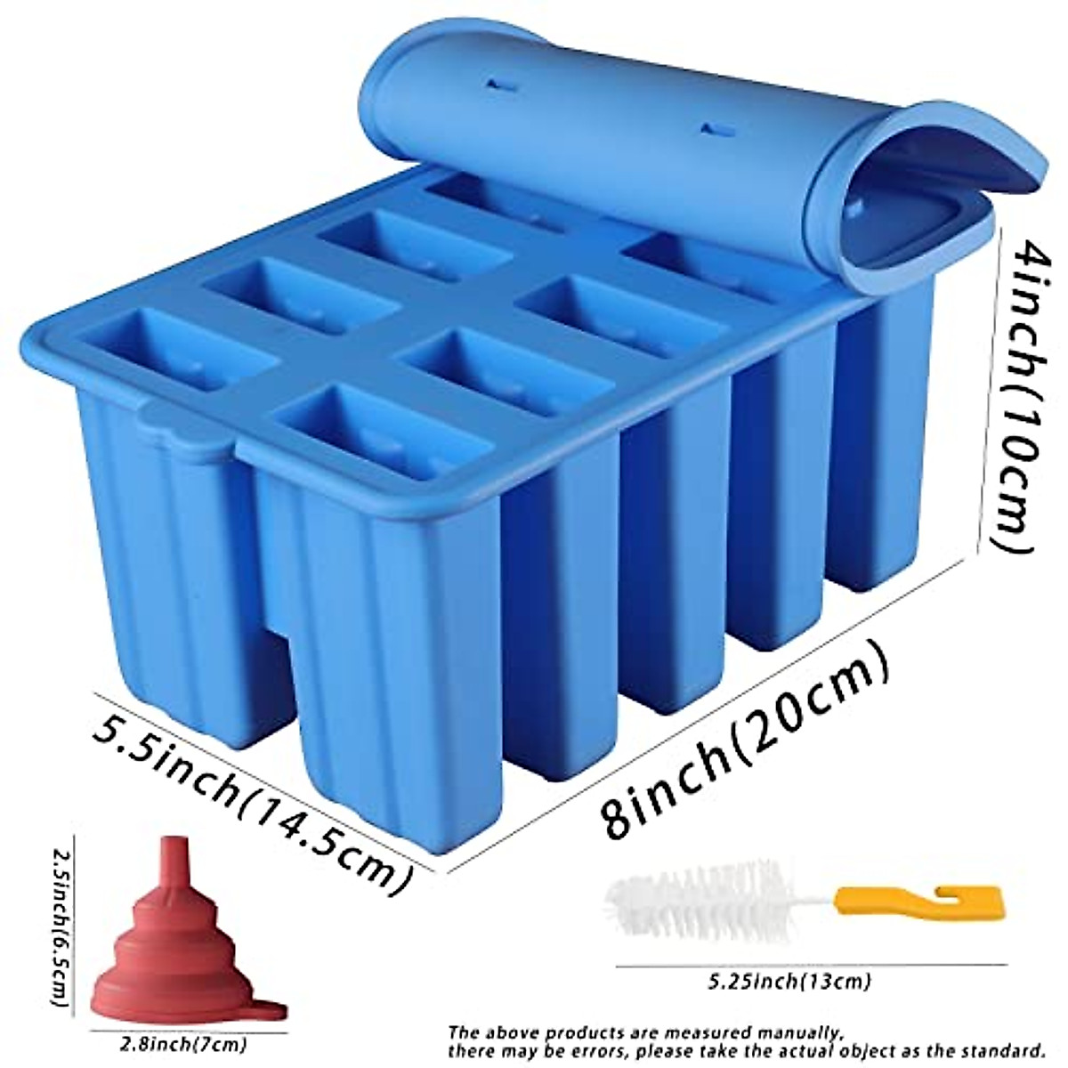 Silicone Popsicles Molds,Popcylce Molds,Food Grade Reusable Popsicle Molds for Kids,Homemade Popsicles Molds,Ice Cream Mold,Ice Pop Molds Maker with Popsicle Stick,Popsicle Bag,Funnel (Blue)