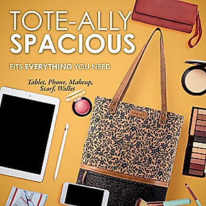 Tote Bags for Women by Sixtease - Large Tote Bag with Zipper Top - Genuine Leather Strap, Upcycled Canvas, Rug, Hair On and Hardware Accents - Vintage Style Hand Stitched - Efflorescence