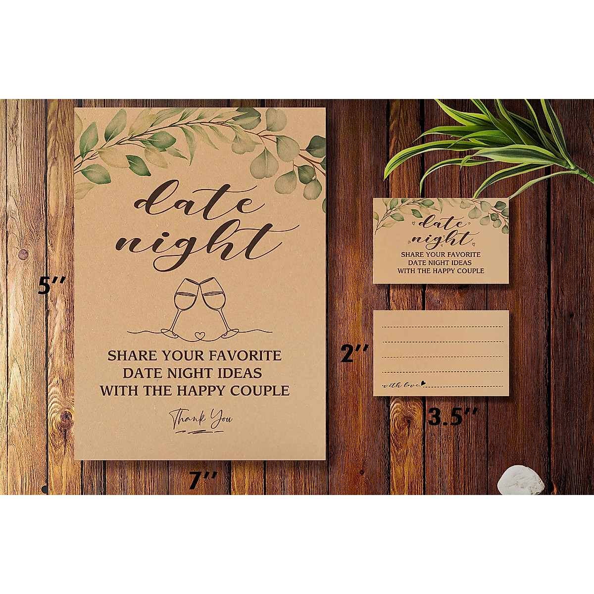 shupai 1 Date Night Kraft Sign & 50 Kraft Advice Card Set, Advice and Wishes Cards for Bridal Shower, Bridal Shower Decorations, Bachelorette Party or Special Event/007KF