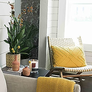 Main + Mesa Embroidered Cotton Geometric Lumbar Pillow, Gold