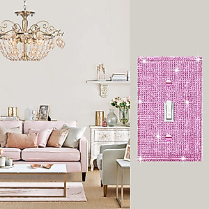 Gaocai 1 Pcs Shiny Silver Pink Rhinestone Wall Plate Cover 1 Gang Decorative Light Switch Cover Rhinestones Switch Covers
