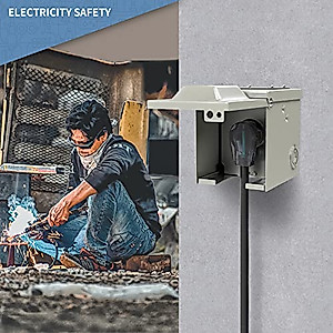 50 Amp 250 Volt 6-50R EV/Welding Power Outlet Box, Enclosed Lockable Weatherproof Outdoor Electrical