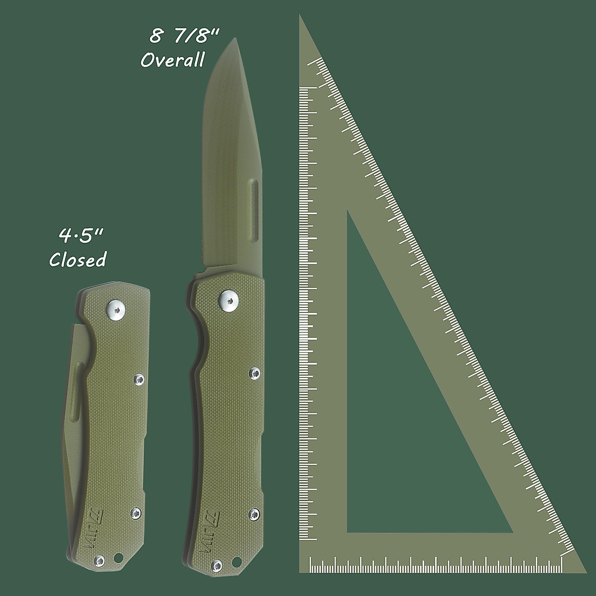 JIN Alpha G10 Kids Friendly Knife Toy Knives Fake DIY Knife Kit Dull Blade Safety Knife for Child, OD Green G10 Blade & Handle