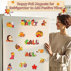 15Pcs Fall Magnets Decorations, Fall Reflective Car Refrigerator Magnets, Holidays Magnetic Stickers, Autumn Leaves Pumpkin Magnet Decal Accessories Thanksgiving Decoration for Garage Door Car Fridge