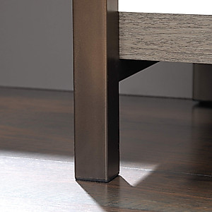 Sauder Manhattan Gate Console Table/Book Shelf, L: 66.02" x W: 15.59" x H: 35.83", Mystic Oak Finish