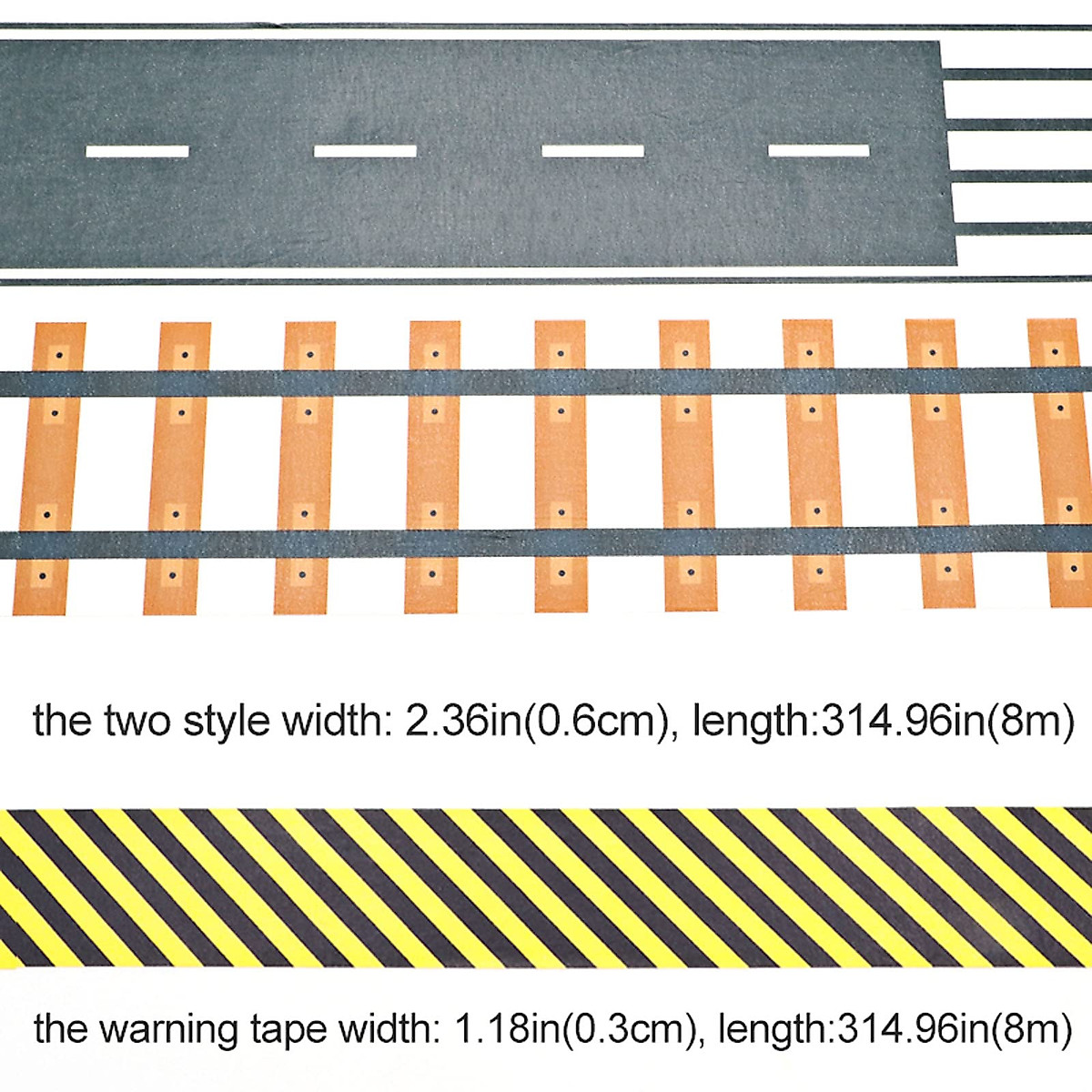 Manzawa Road Tape for Toy Car & Trains,3 Tape Rolls, Bonus 160 Traffic Sign Die Cut Stickers, 4 Road Tight Curves and 4 Trains Tight Curves, Develop Your Kids Imagination and Memory, Play and Learn